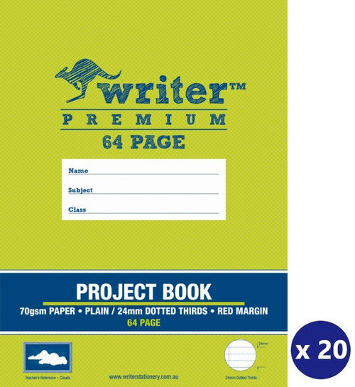 Writer Premium A4 Project Book, 64pg, Plain/24mm Dotted Thirds + Margin ...