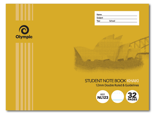 Olympic NSW Student Double Ruled 12mm Khaki Notebook - Box of 20 | Mega ...