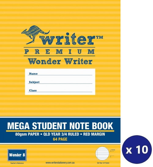 Writer Premium Mega Student Notebook QLD Year 3/4, 64pg, Ruled + Margin ...