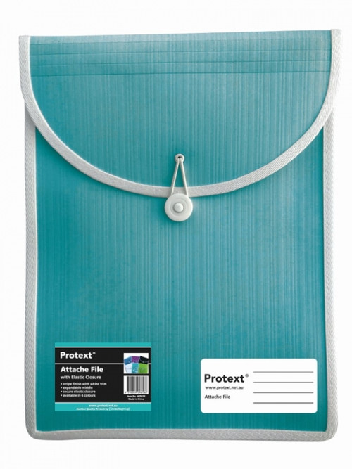 Attache File with Elastic Closure Aqua | Mega Office Supplies