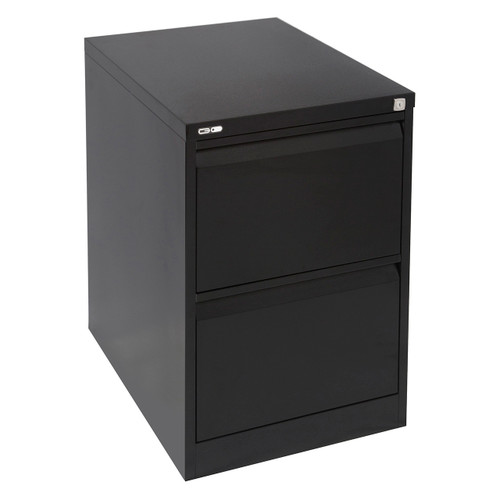 Assembled Black Ripple 2 Drawer Filing Cabinet | Mega Office Supplies