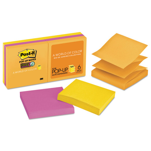 Super Sticky Pop-up Notes Rio 76x76mm Pk6 R330-6SSUC | Mega Office Supplies