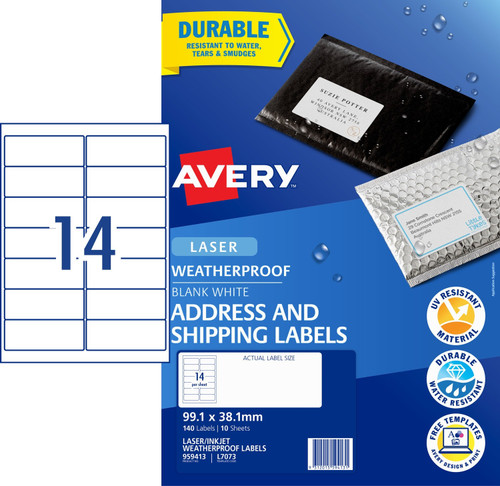 Avery L7073 Weatherproof Address Labels | Mega Office Supplies