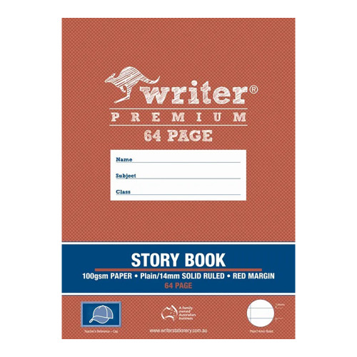 Writer Story Book 64pg 14mm Solid Ruled + Margin