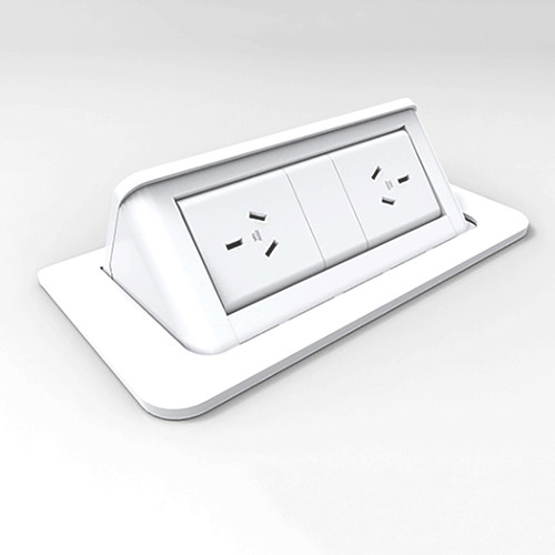 Pop-Up Power Desk Module 2 GPO White | Mega Office Supplies
