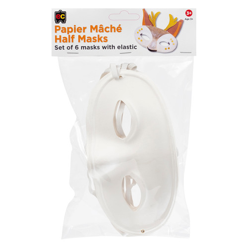 Paper Mache Half Masks Pack of 6 Hangsell | Mega Office Supplies