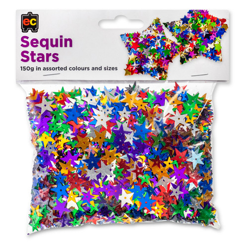 Assorted Sequin Stars 150g - Educational Colours | Mega Office Supplies