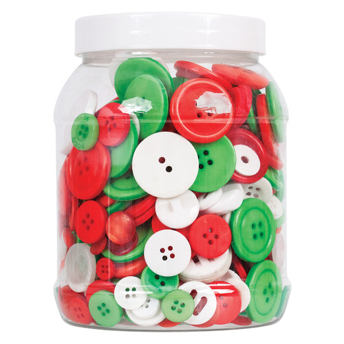 Basics Buttons Christmas Colours Tub of 600g | Mega Office Supplies