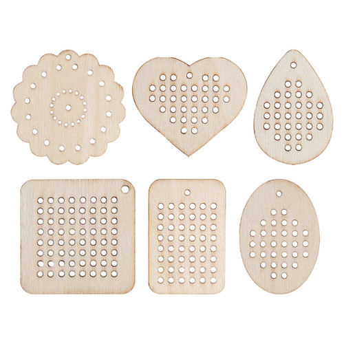 Wooden Threading Shapes Assorted Pack of 30 | Mega Office Supplies