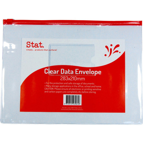 Stat. Transparent Data File Envelope 283X210MM | Mega Office Supplies