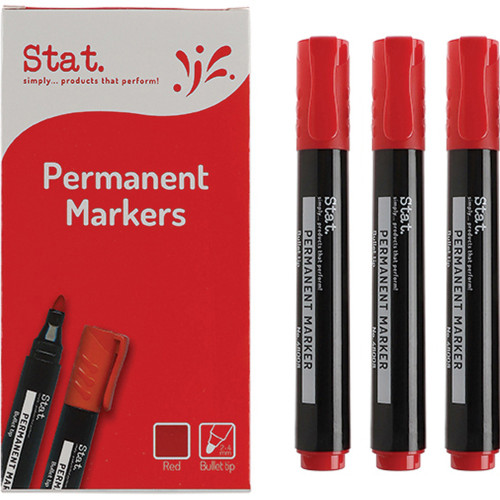 Stat 2.0mm Bullet Nib Red Permanent Marker Box of 12 - Mega Office Supplies