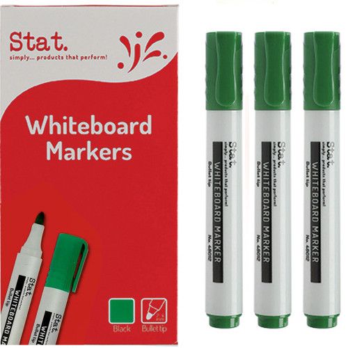 Stat 2.0mm Bullet Nib Green Whiteboard Marker Box of 12 - Mega Office ...