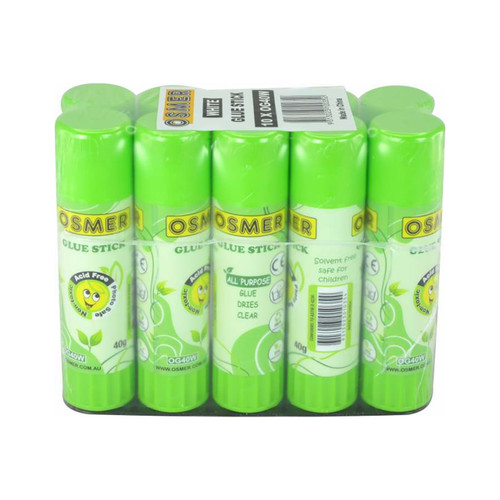 Osmer Glue Stick 40g White Pack 10 | Mega Office Supplies