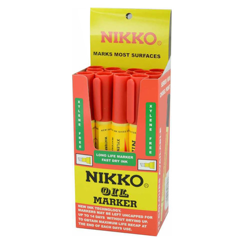 Nikko Oil Marker Chisel Tip Red Box 12 | Mega Office Supplies