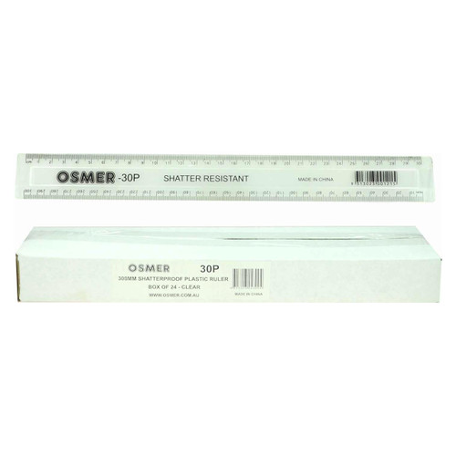 Osmer Shatterproof Ruler 30cm/300mm Clear 24's | Mega Office Supplies