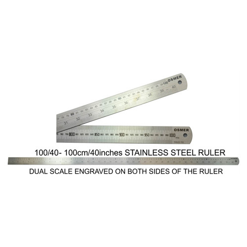 Osmer Ruler 100cm/40inch Stainless Steel 10's | Mega Office Supplies