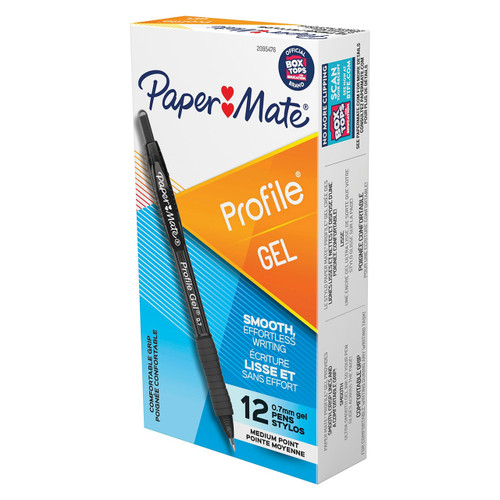PPM Profile Retract Gel Pen 0.7mm Black Bx12 | Mega Office Supplies