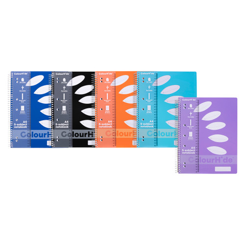 ColourHide 5-Subject Notebook A4 250 Pg Asstd Pk5 | Mega Office Supplies