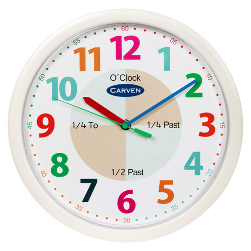 Carven Educational Wall Clock 300mm 12 Hr | Mega Office Supplies