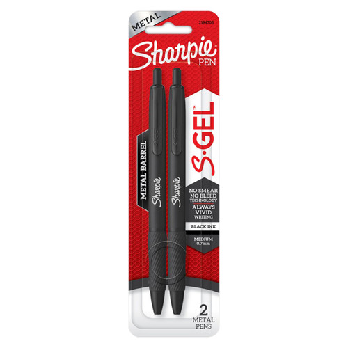 Sharpie S-Gel Pen 0.7mm Metal Barrel Black Pk2 Bx7 | Mega Office Supplies
