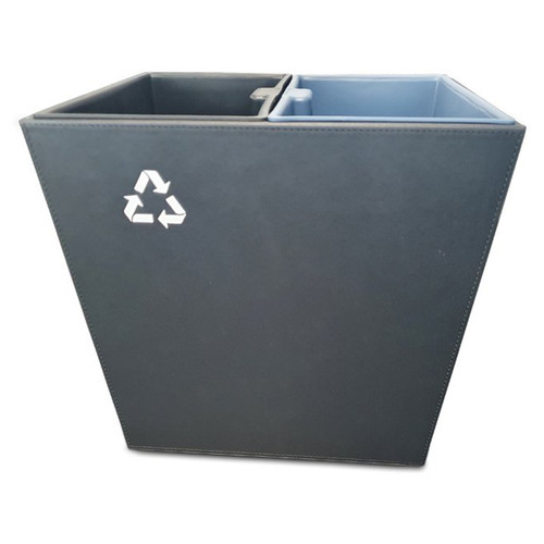 Compass Twin Leatherette Recycle Bin Black 14L | Mega Office Supplies