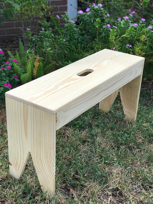 36" Primitive Rustic Wood Bench - Handle Hole