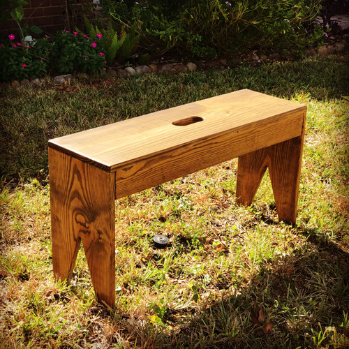 36" Primitive Rustic Wood Bench - Handle Hole