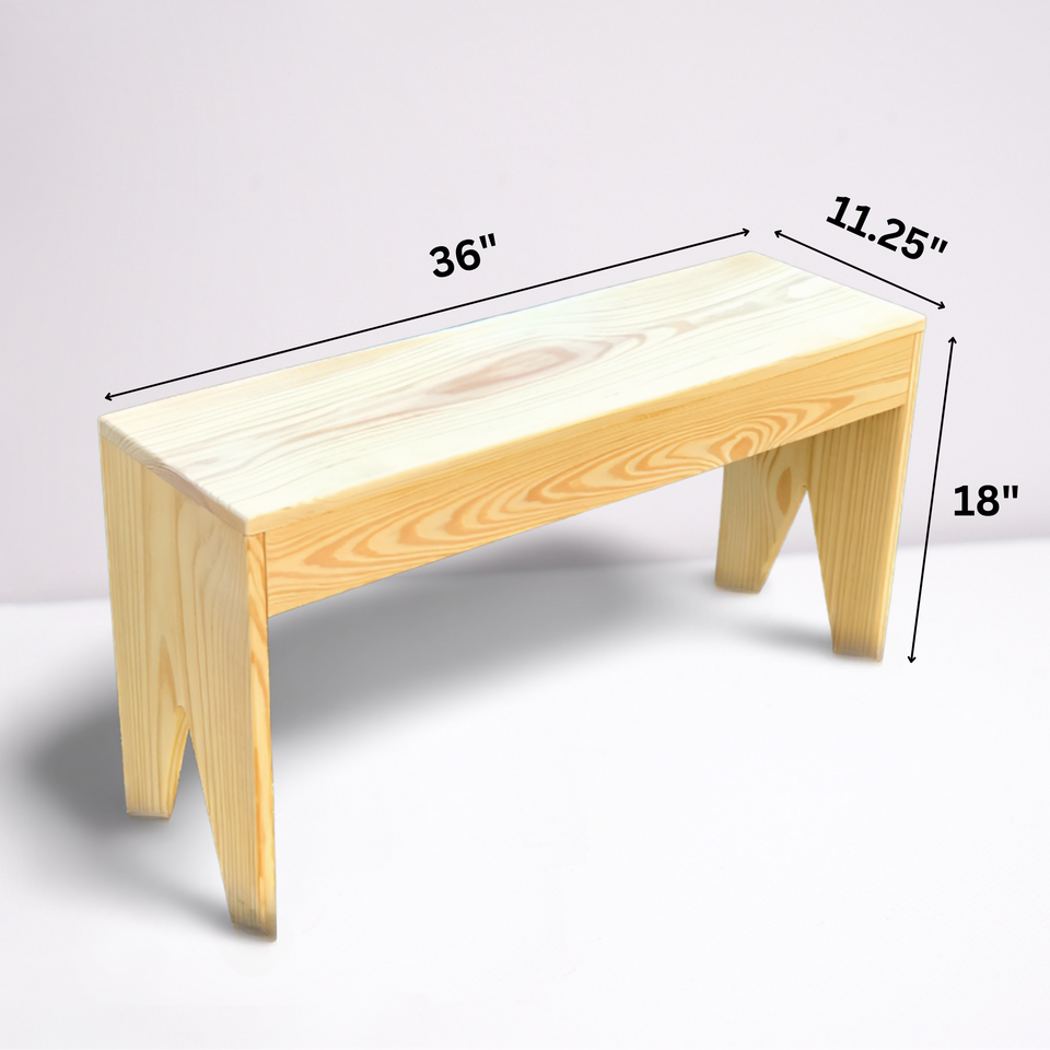 36" Wood Bench with Solid Top