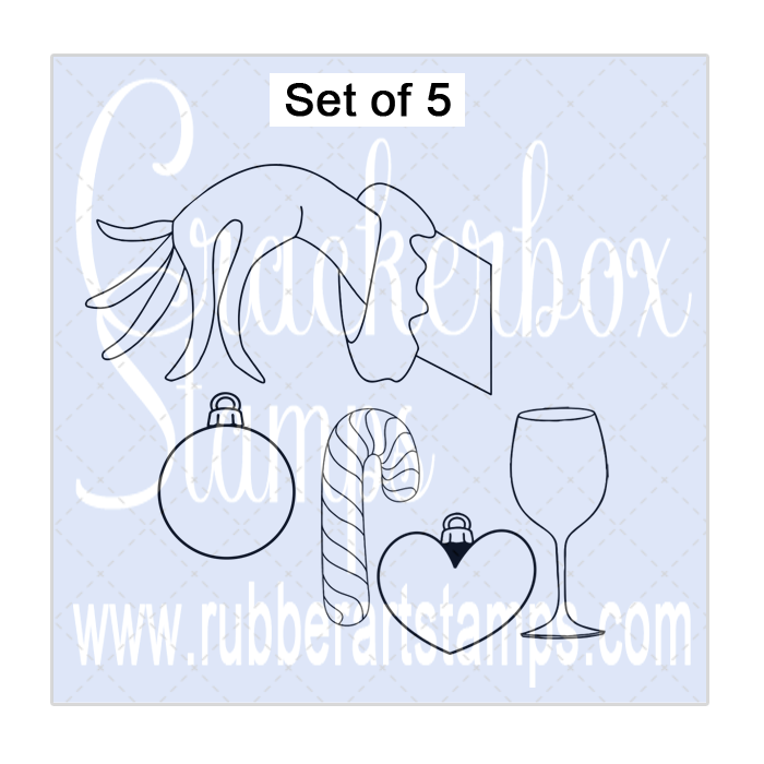 Grinch Hand with Ornaments Set of 5 - Crackerbox Stamps