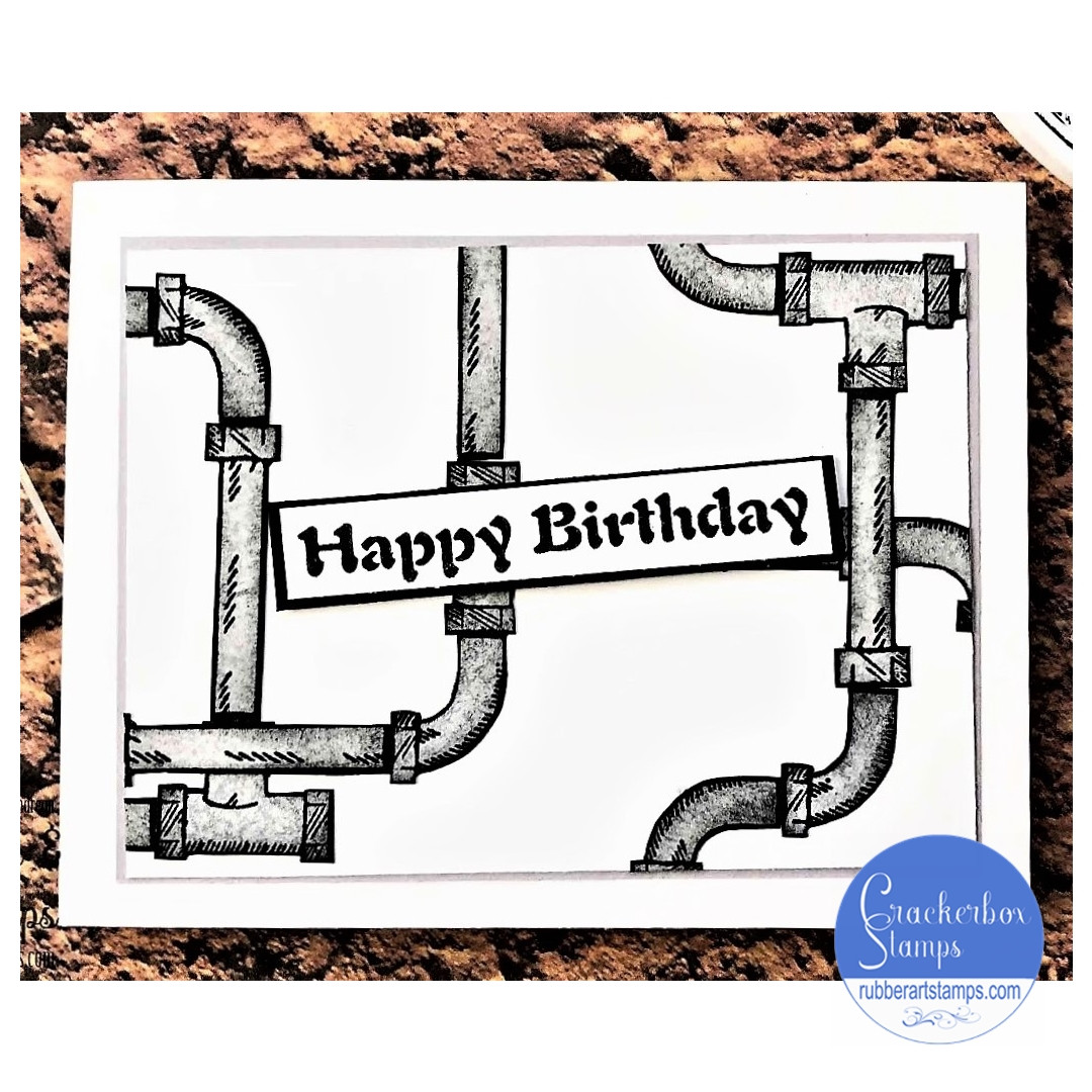 Happy Birthday Pipes - Crackerbox Stamps