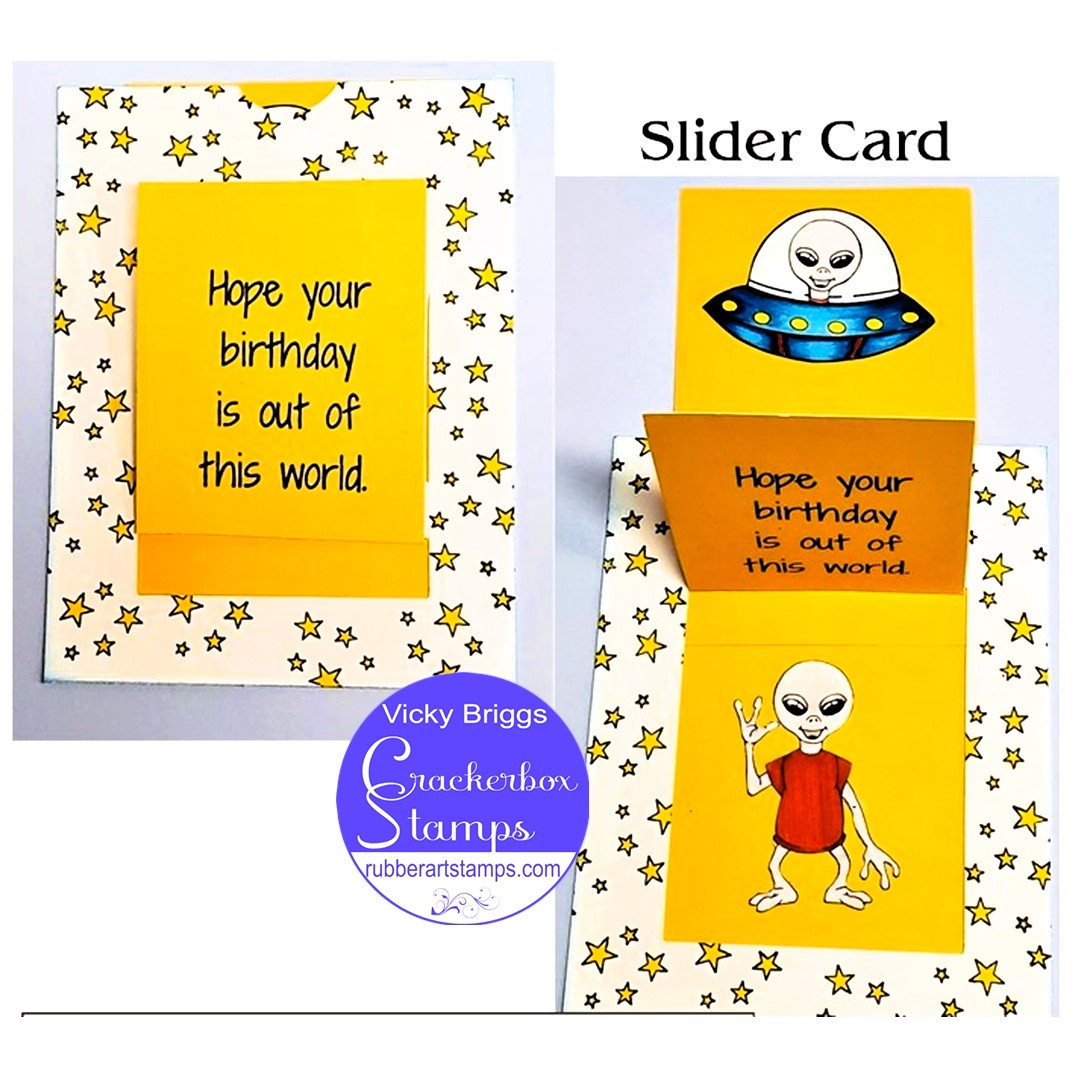 Alien Slider Card - Crackerbox Stamps
