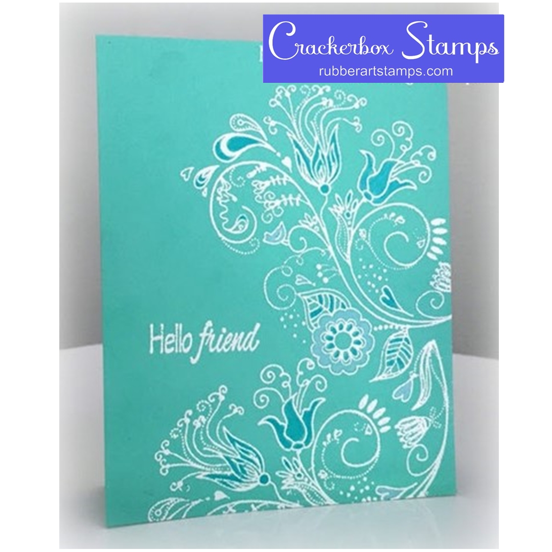 Flower Flourish Hello Friend - Crackerbox Stamps