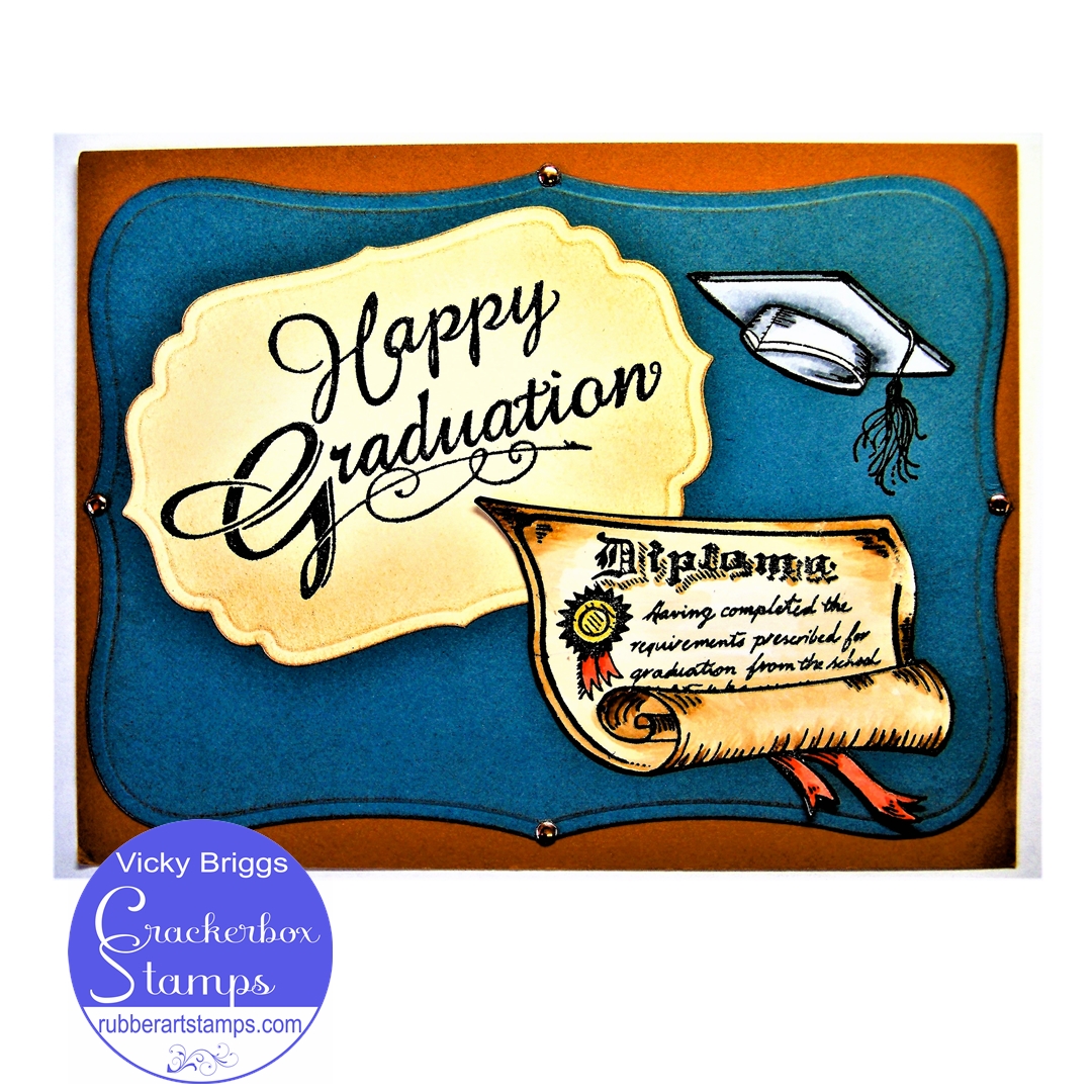 Happy Graduation and Diploma - Crackerbox Stamps