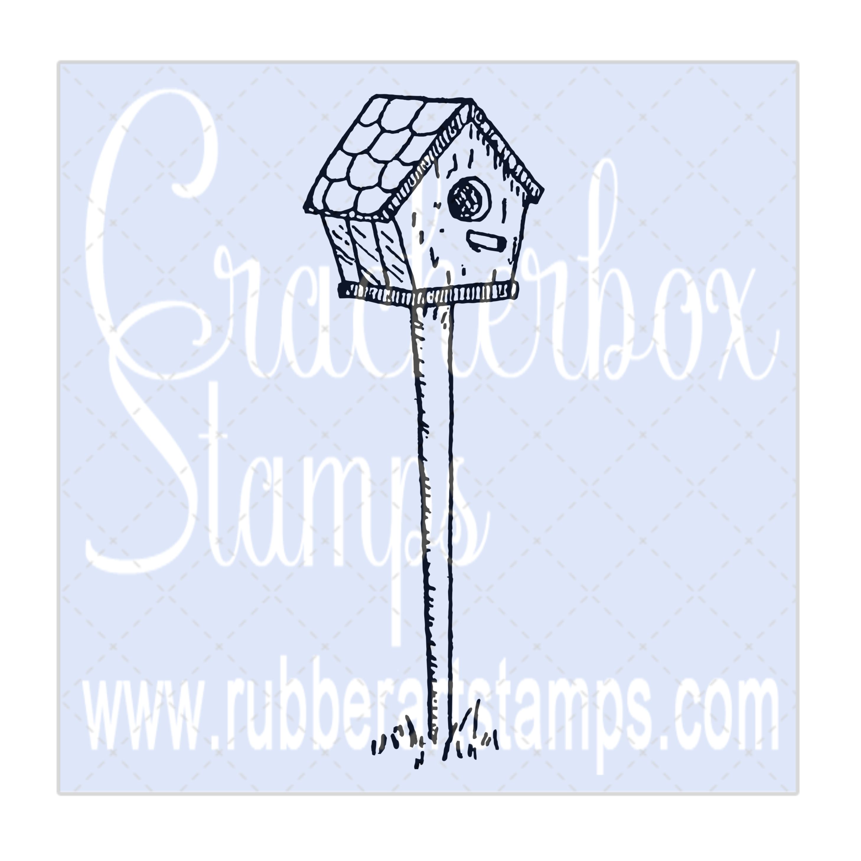 Birdhouse on Pole - Crackerbox Stamps
