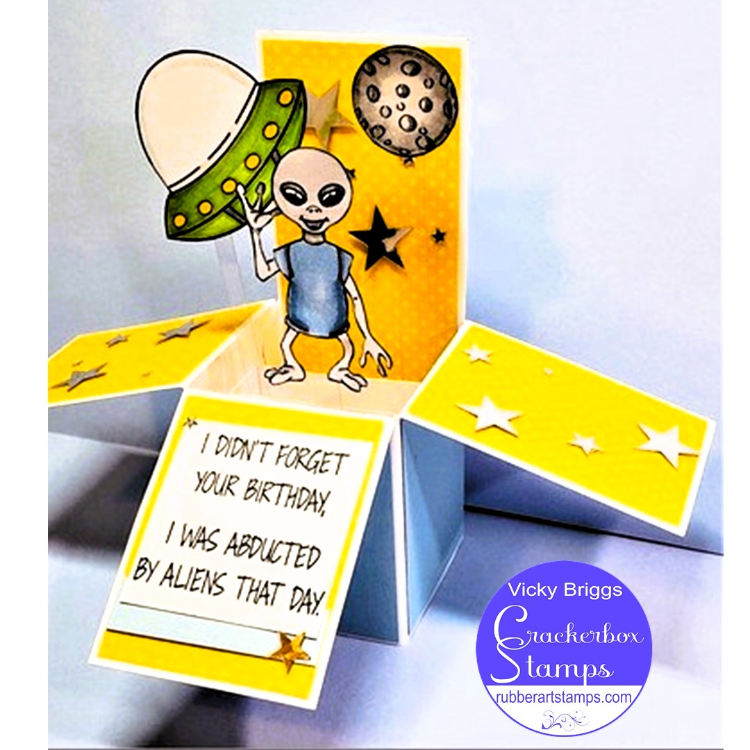 Alien Pop Up Box - Crackerbox Stamps