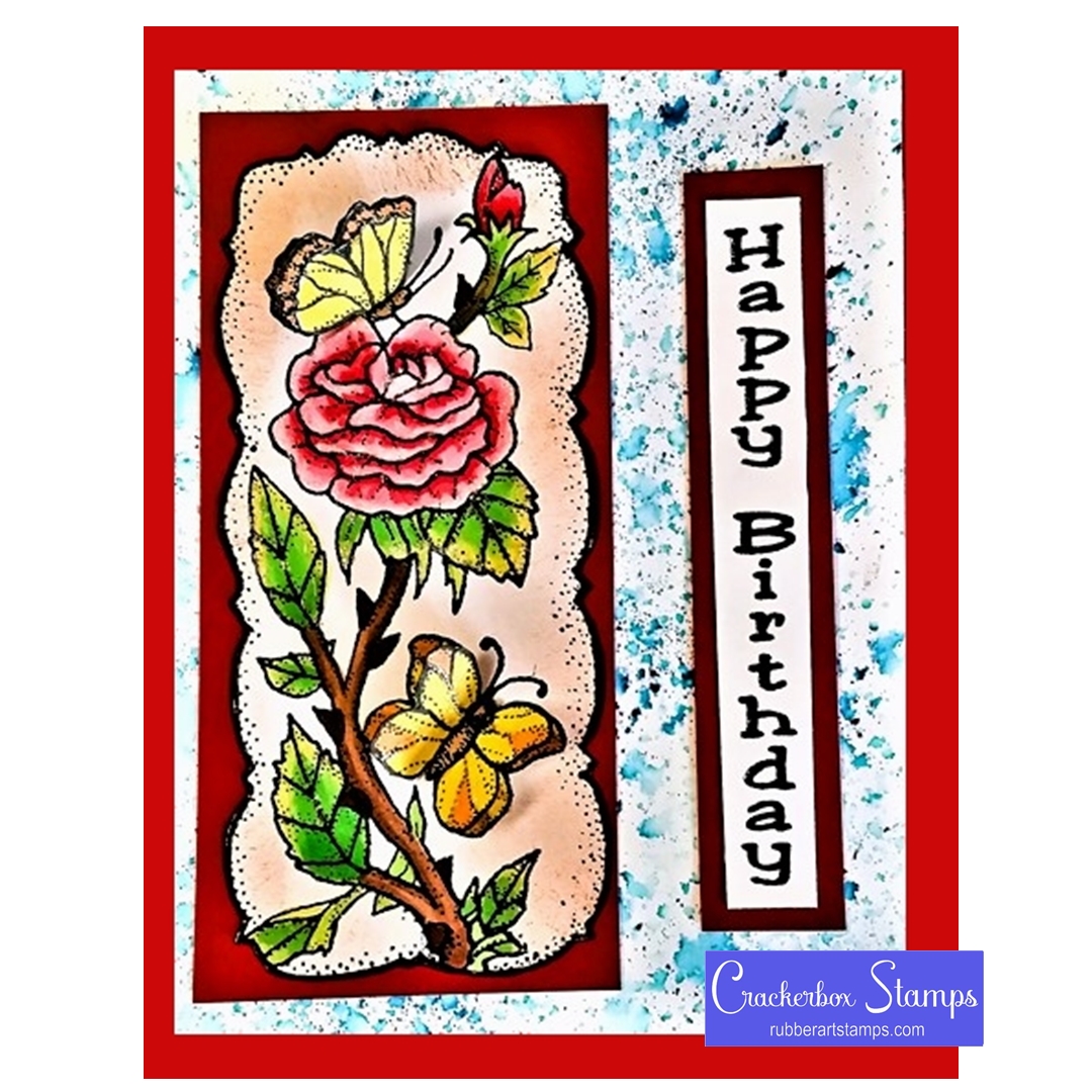 Blue Splash Rose Card