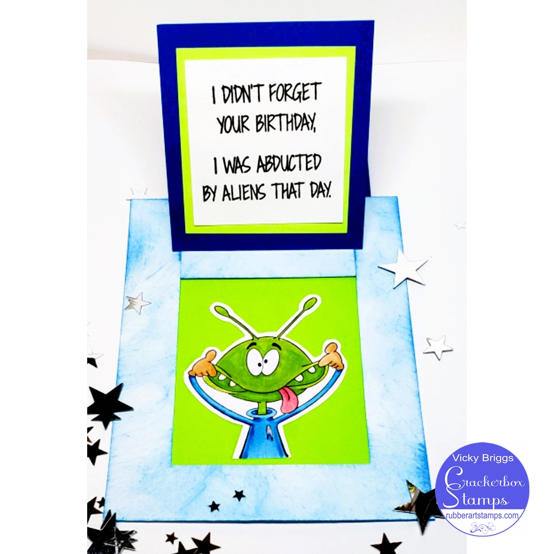 Belated Alien Slider Birthday Card