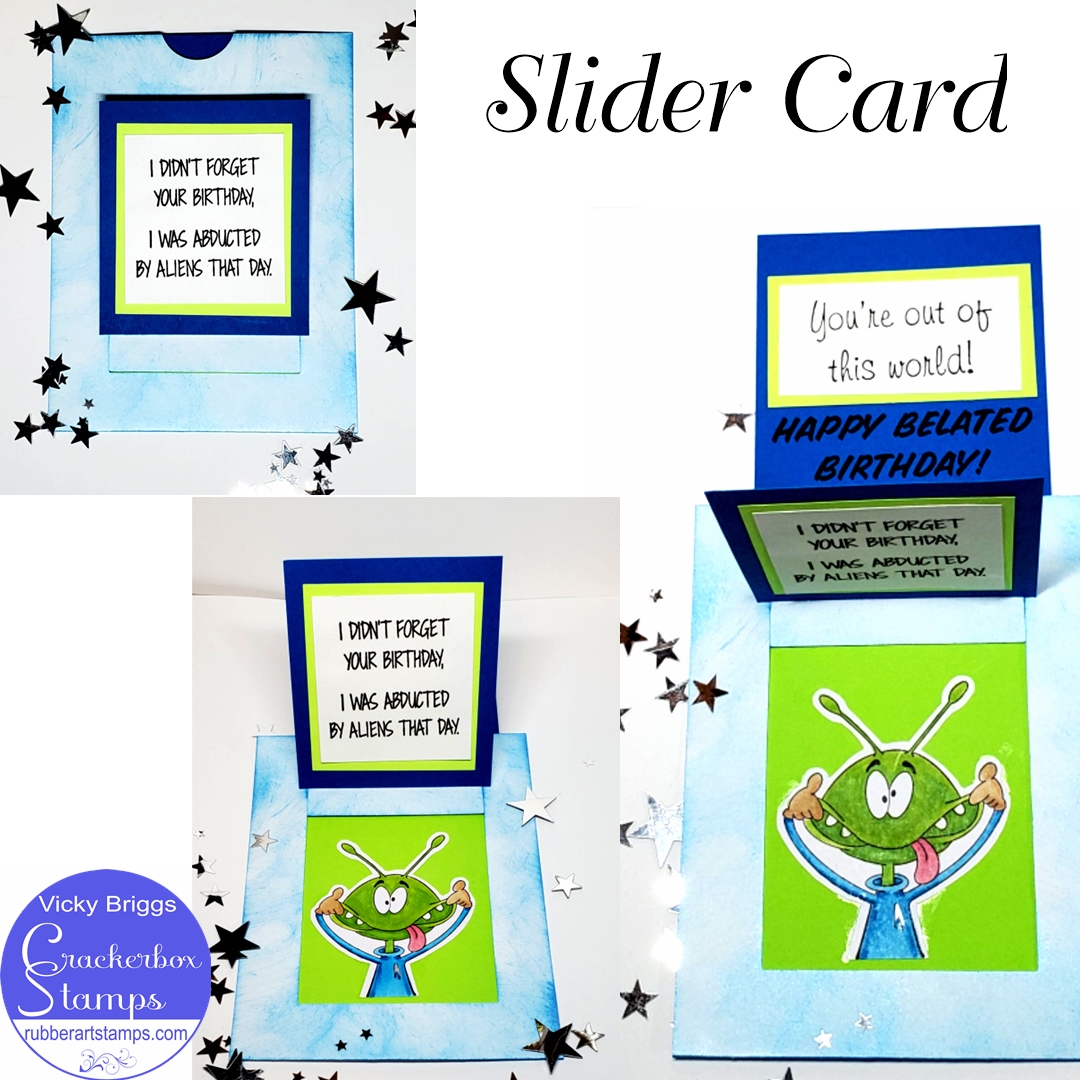 Belated Alien Slider Birthday Card