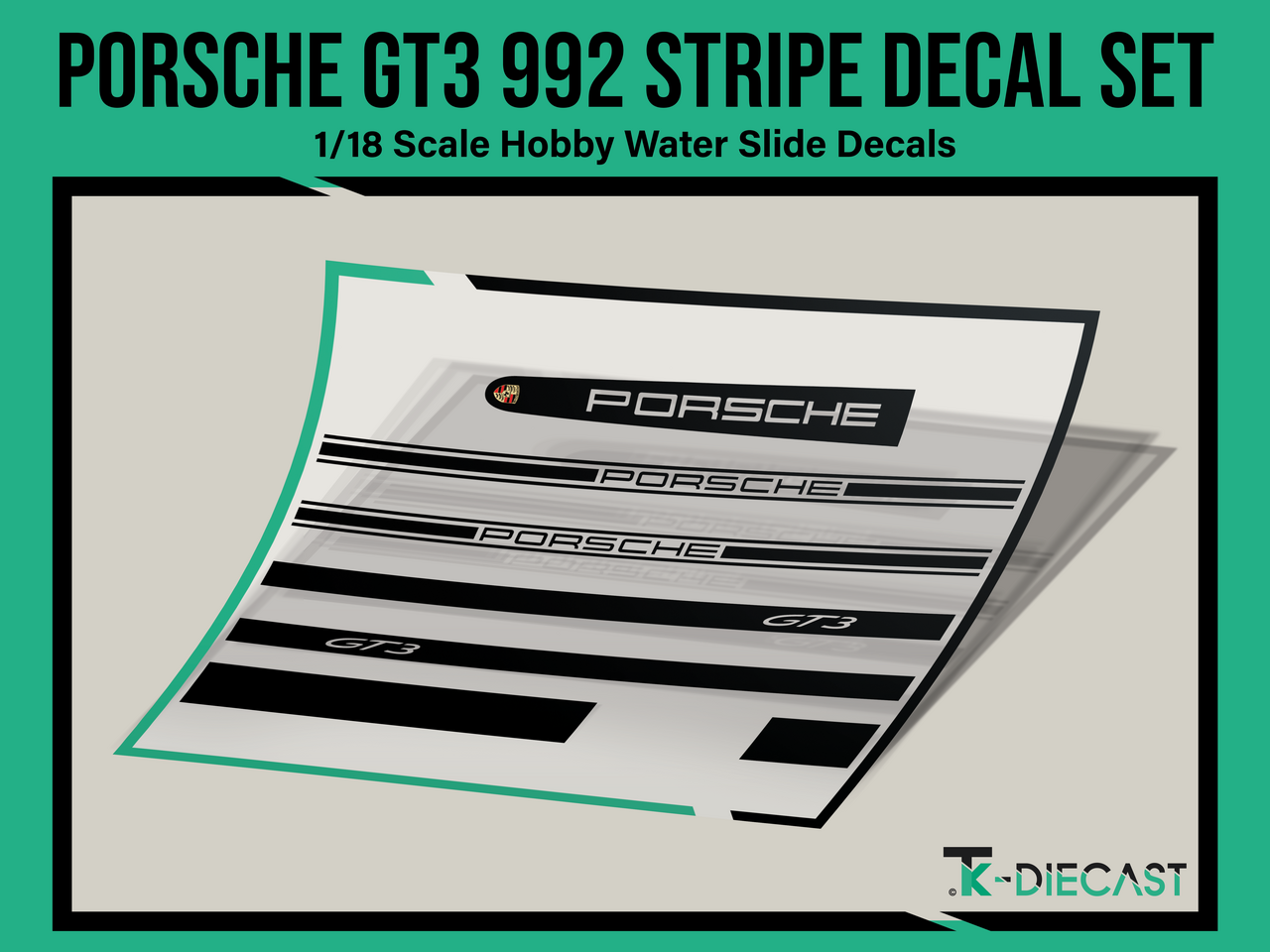 Porsche GT3 RS 992 (2023) Stripe Decal Set - Tk Diecast