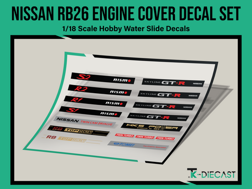 Nissan RB26 Engine Cover Decal Set - Tk Diecast