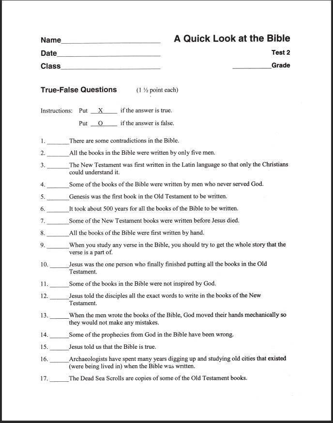 A Quick Look at the Bible: Test – Assess Biblical Understanding and ...