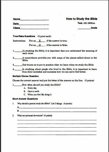 Bible Study Test for Assessing Understanding | Track Progress ...