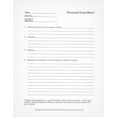 PSNL Personal Goal sheet (50 pk)