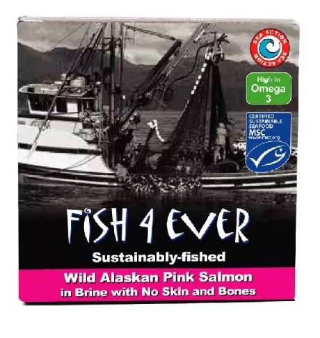 Salmon Pink Wild Pacific In Brine No Skin/Bones 170g - Fish 4 Ever ...