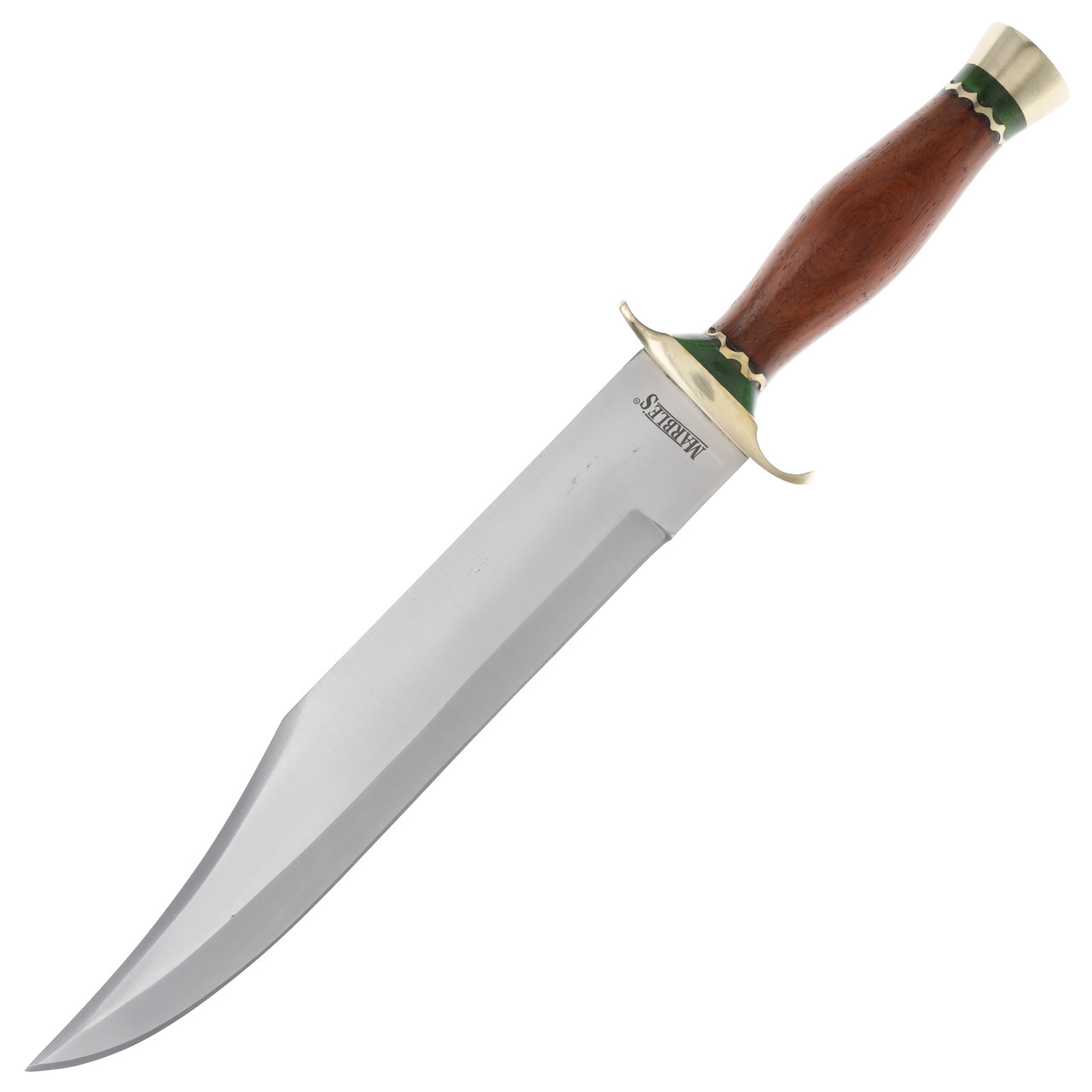 Marble's MR676 Wood/Brass Bowie with Leather Sheath MR676 - Smoky ...