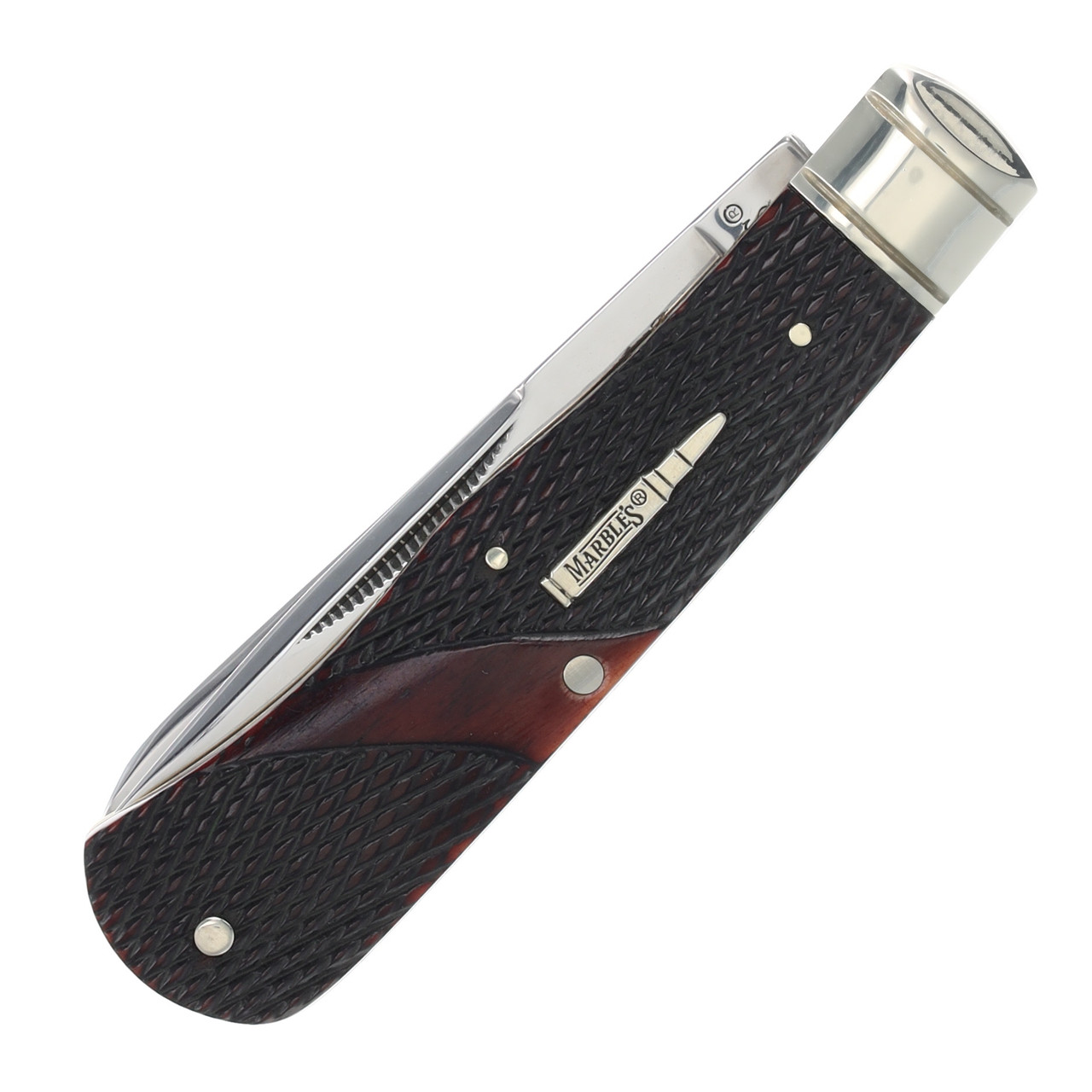 Marble's Brown Checkered Bone Trapper 3.88" Closed MR683 - Smoky ...