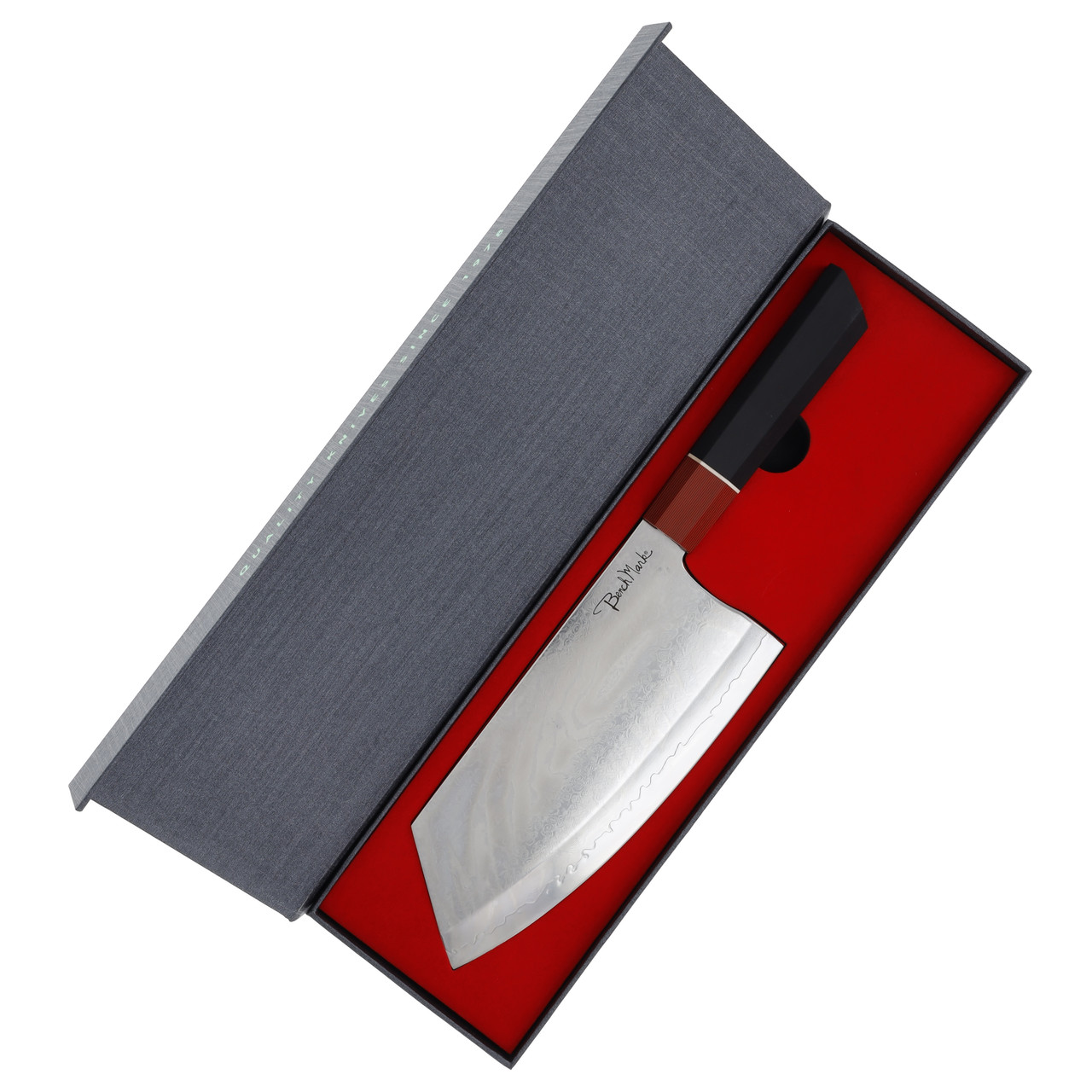 Benchmark Chopper Kitchen Knife 7in Plain Edge Curly Burch