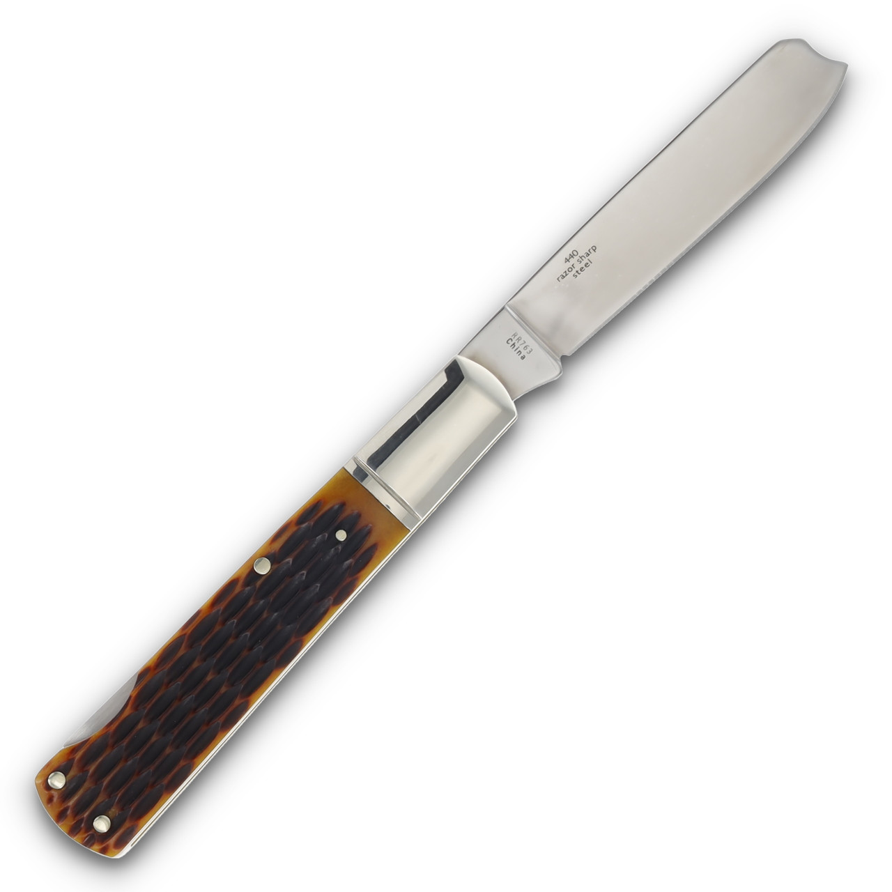 Rough Ryder Amber Jigged Bone One Armed Razor Lockback Folding Knife ...