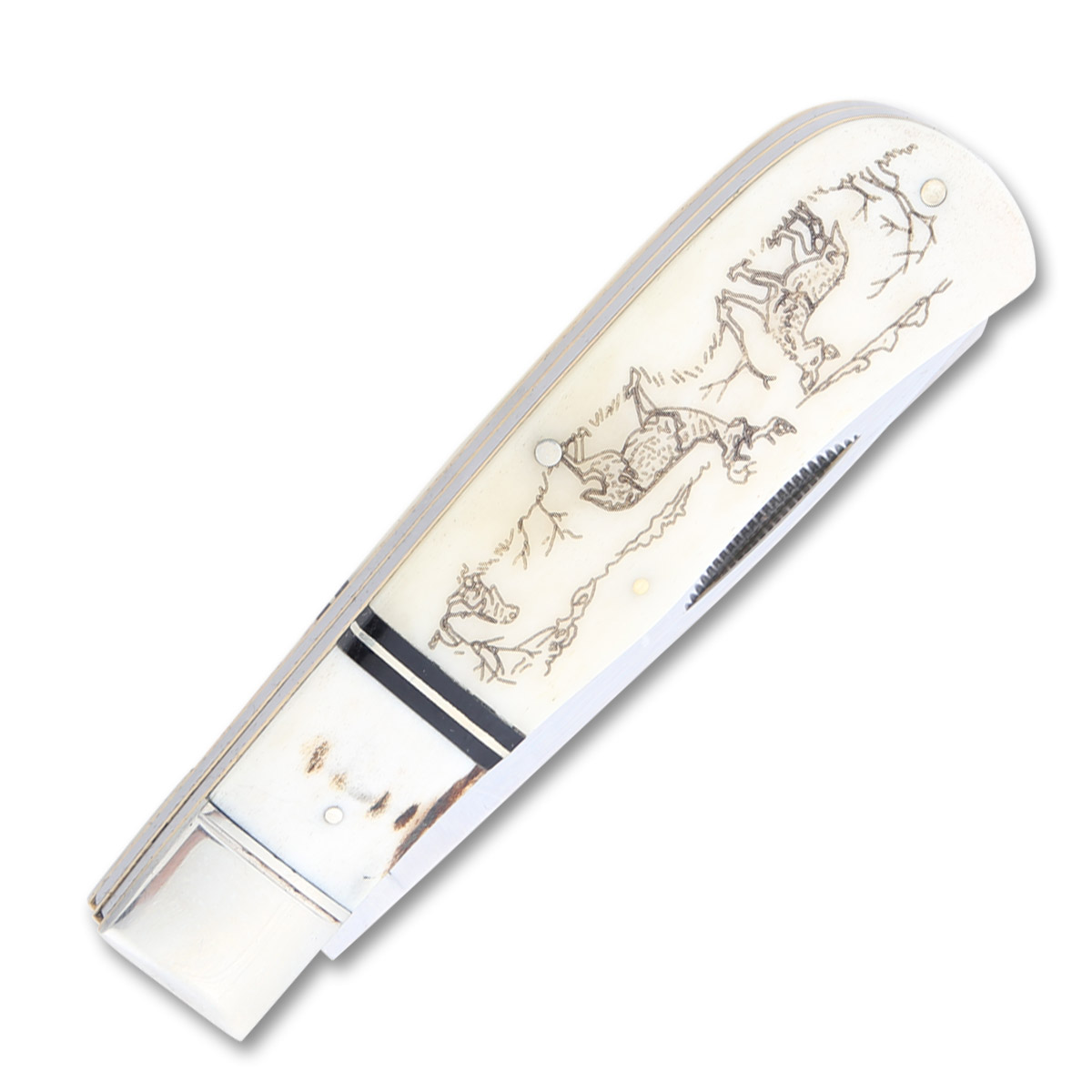 Marble's Scrimshaw Deer Jumbo Trapper Pocket Knife MR260 - Smoky ...
