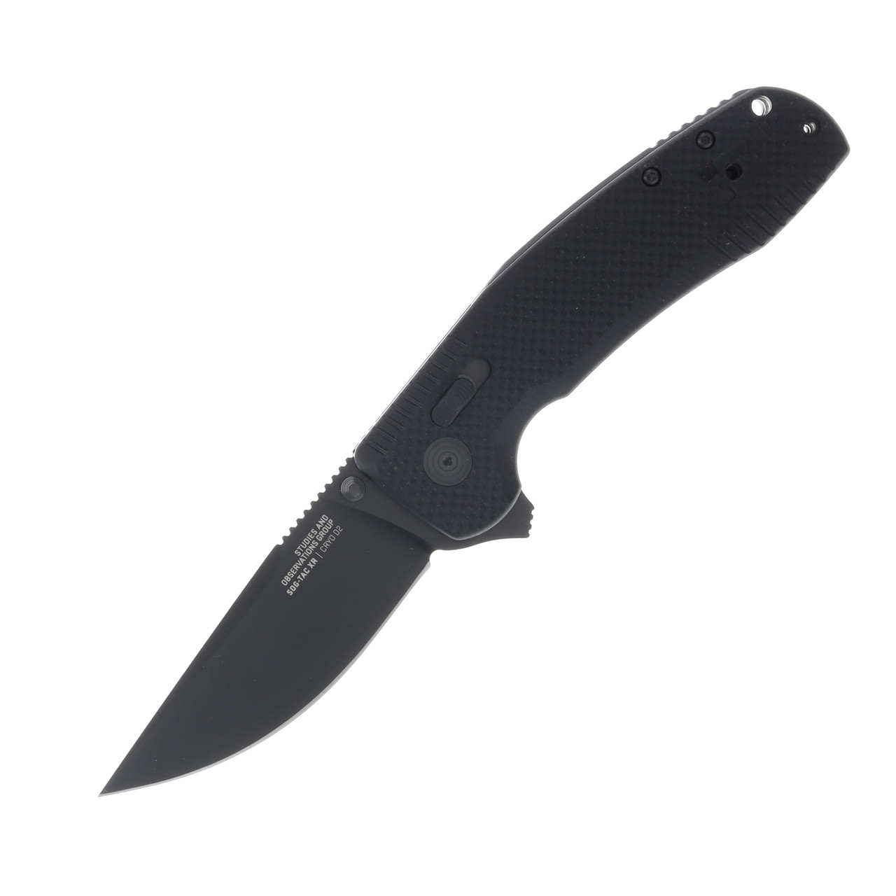SOG Knives TAC XR Folding Knife Blackout 3.39in Plain Clip Point Blade ...